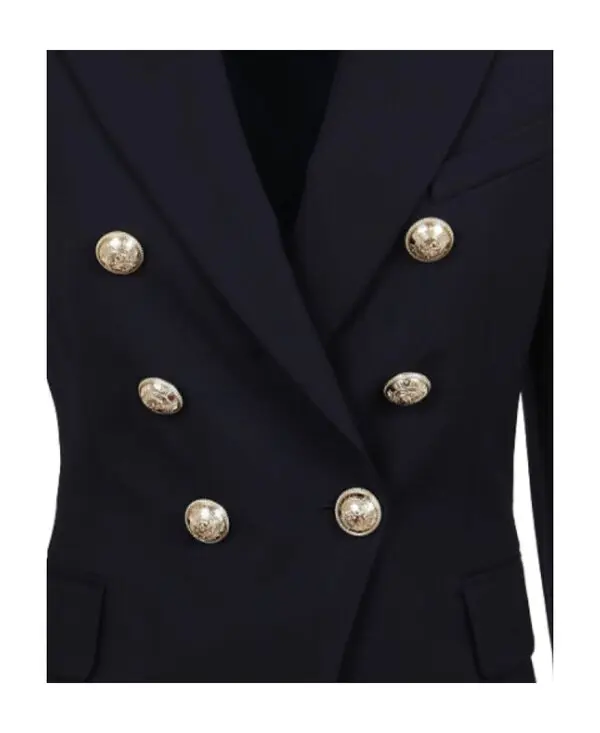 Balmain Notched Lapel Six-button Double-breasted Blazer - Black