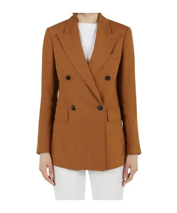 Eleventy Double-breasted Blazer With Striped Detailing - Brown