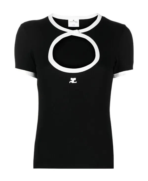 COURREGES Short-sleeved Hollow T-shirt - White