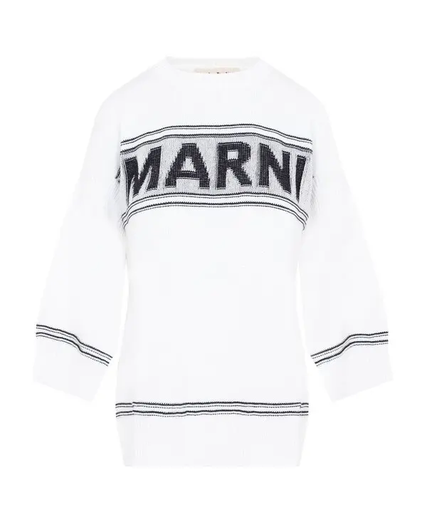 Marni Logo Knit Pullover Sweater - White