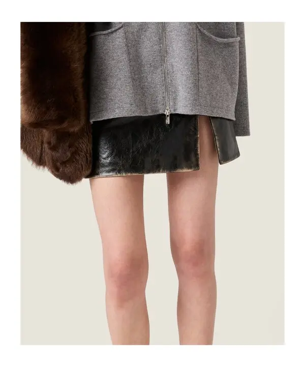 Miu Miu Leather Slit Mini Skirt