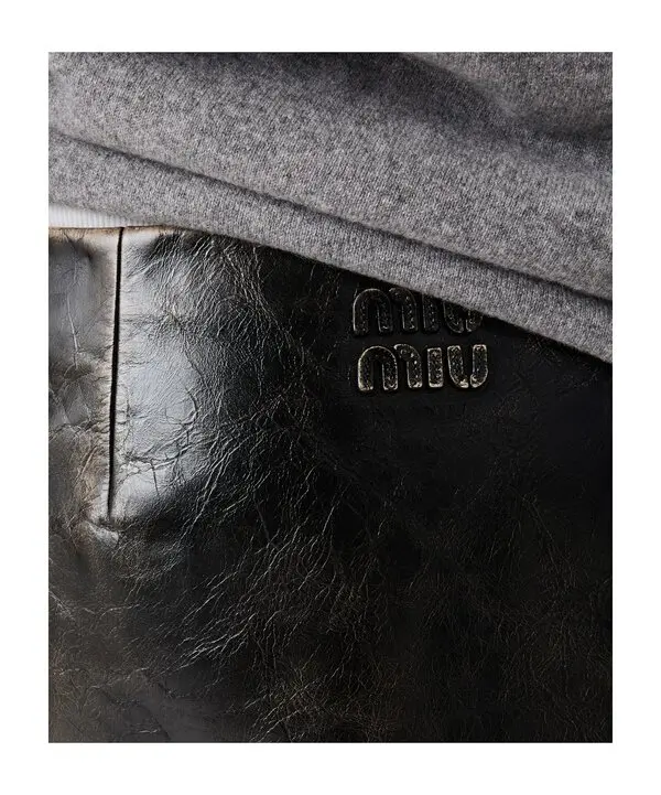 Miu Miu Leather Slit Mini Skirt