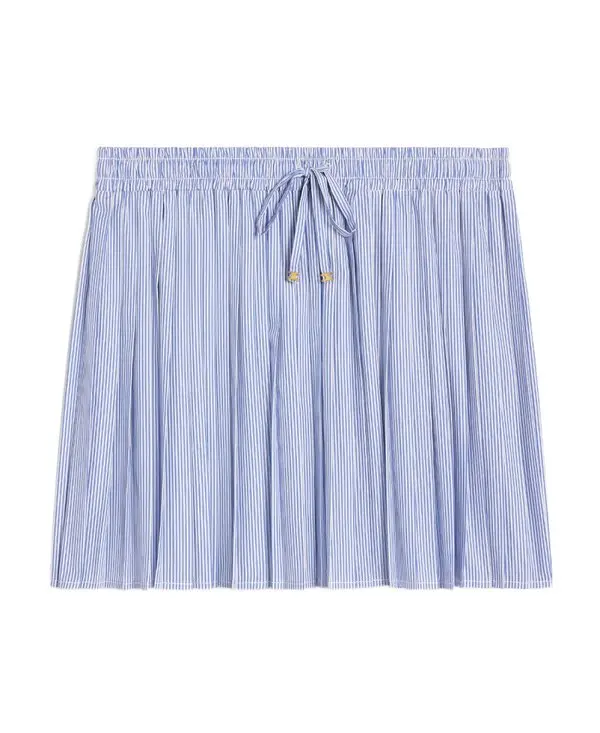 Celine Pleated Pajama Skirt In Striped Cotton