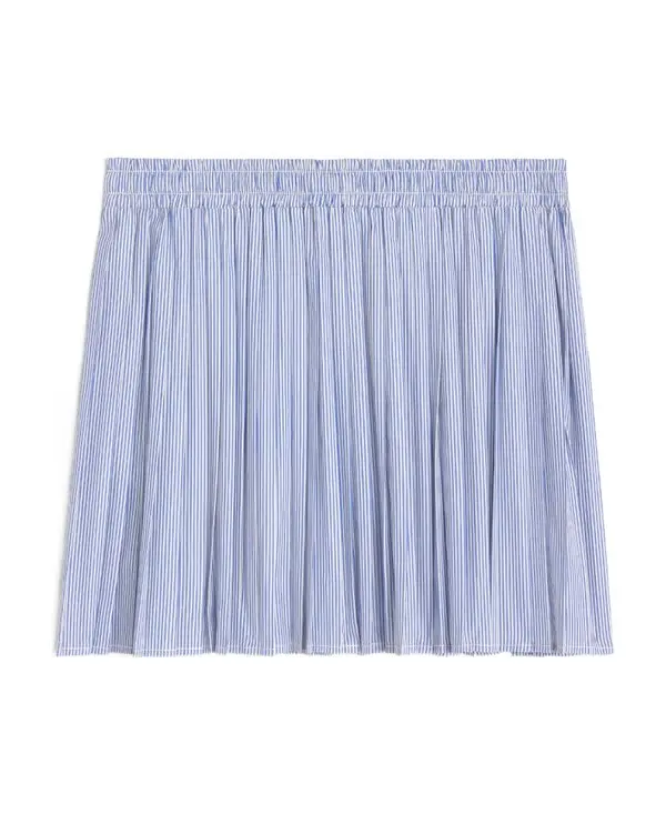 Celine Pleated Pajama Skirt In Striped Cotton