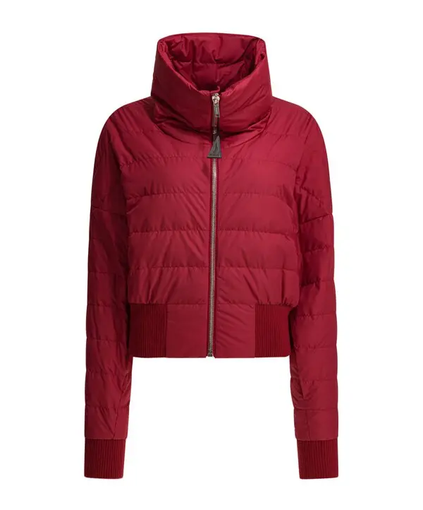 Moncler Cropped Quilted Down Jacket - Red