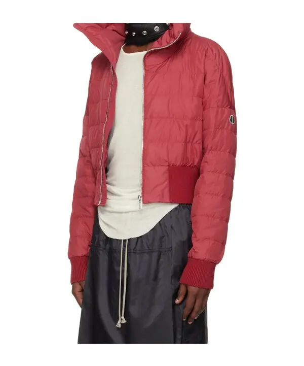 Moncler Cropped Quilted Down Jacket - Red