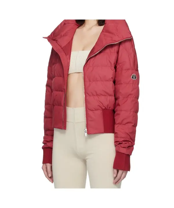Moncler Cropped Quilted Down Jacket - Red