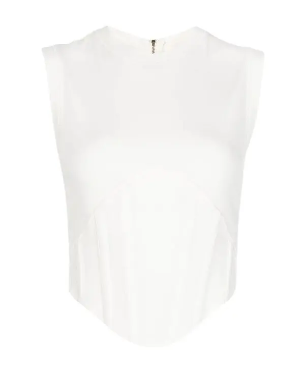 DION LEE Fine-ribbed Corset Sleeveless Tank Top - White