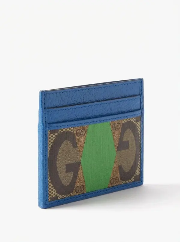 Gucci Gg Rhombus Printed Cardholder - Blue
