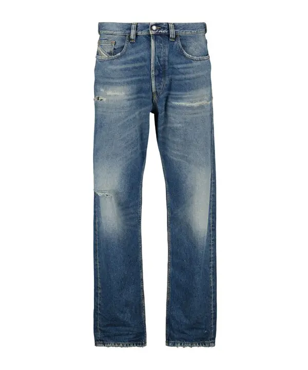 DIESEL® Straight Cut Distressed Jeans - Denim