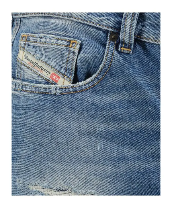 DIESEL® Straight Cut Distressed Jeans - Denim