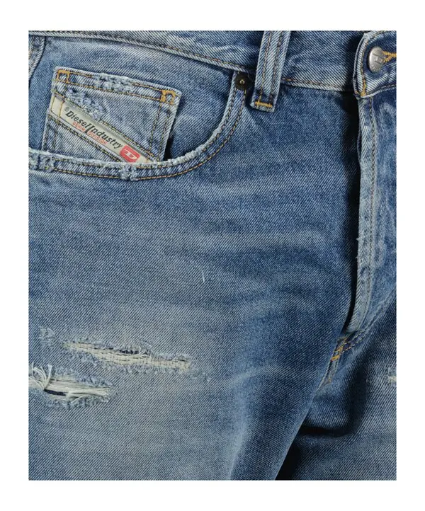 DIESEL® Straight Cut Distressed Jeans - Denim