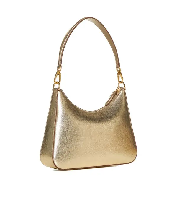 Stella McCartney Logo Detailed Metallic Shoulder Bag - Nude