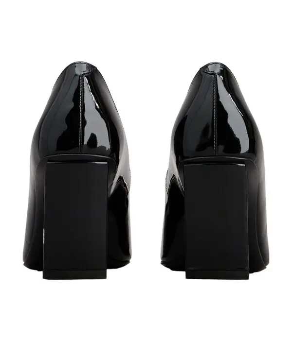 ROGER VIVIER Patent Leather Logo Buckle Block Heel Pumps