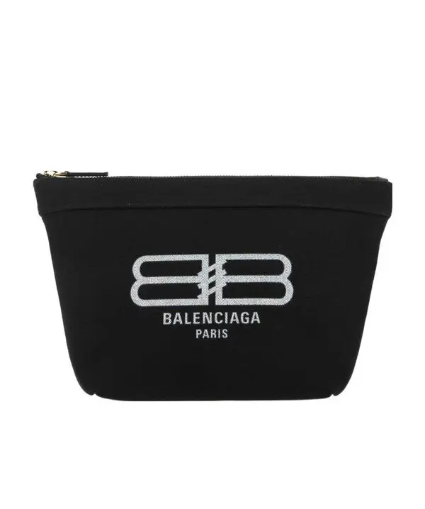 Balenciaga Logo-print Cotton Makeup Bag - Black/white