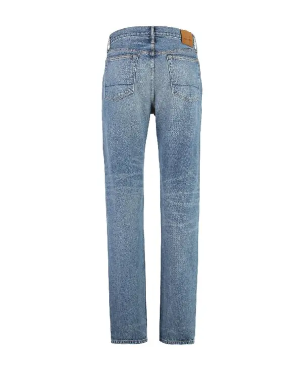 TOM FORD Button Zipper Denim Trousers - Blue