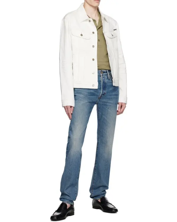 TOM FORD Button Zipper Denim Trousers - Blue