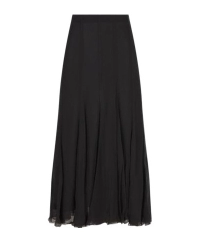 Chloé Pleated Chiffon Midi Skirt - Black