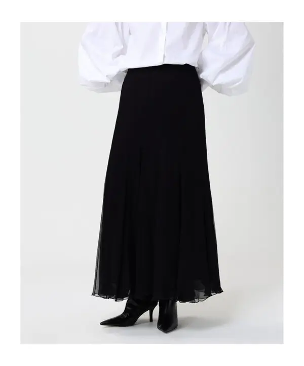 Chloé Pleated Chiffon Midi Skirt