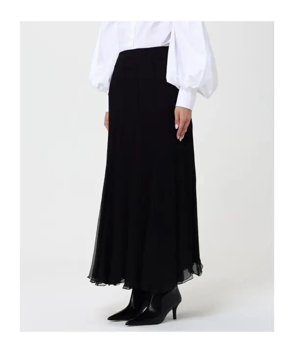 Chloé Pleated Chiffon Midi Skirt