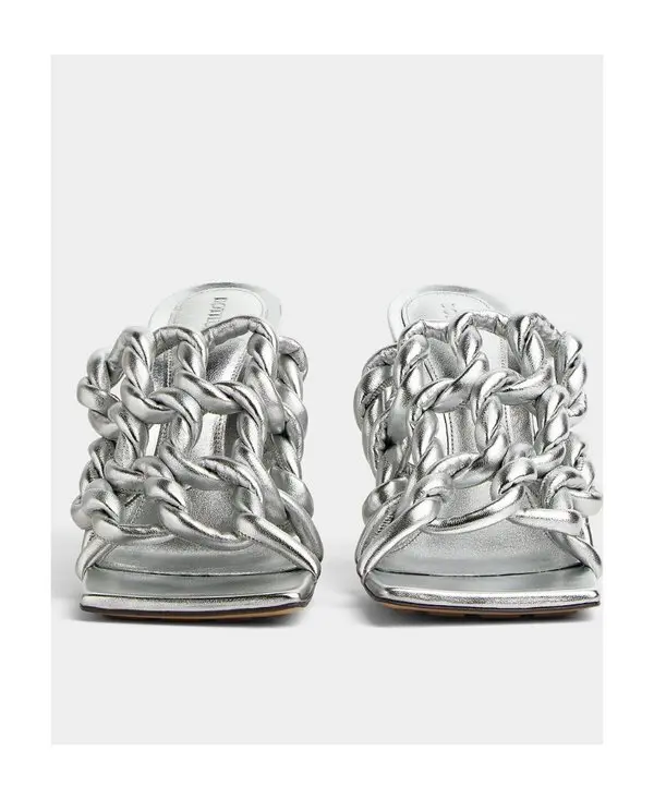 Bottega Veneta Silver Mules