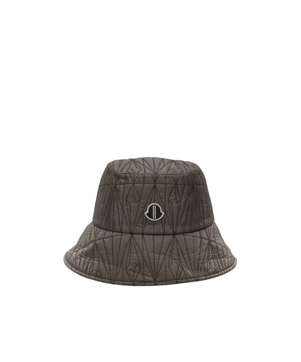 Moncler Logo Embroidered Quilted Bucket Hat - Black
