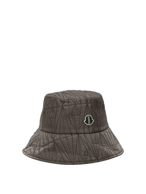 Moncler Logo Embroidered Quilted Bucket Hat - Black