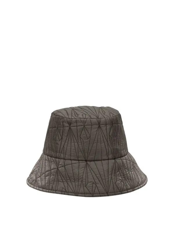 Moncler Logo Embroidered Quilted Bucket Hat - Black