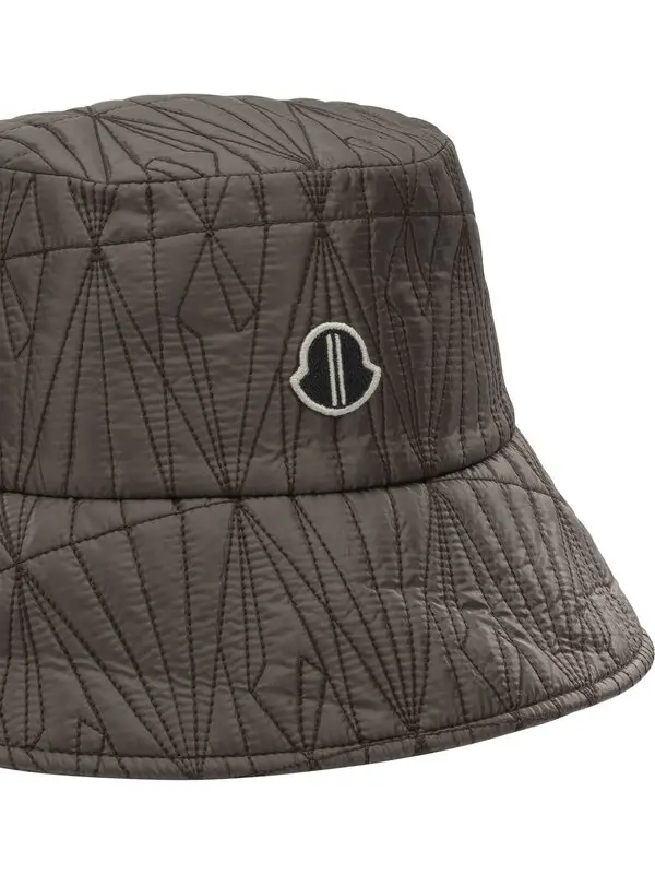 Moncler Logo Embroidered Quilted Bucket Hat - Black