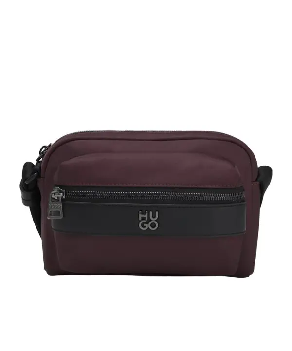 Hugo Boss Twill Crossbody Bag With Stacked Logo Hardware - Light Brown