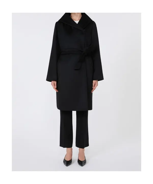 Max Mara Newmang Belted Hooded Coat - Black