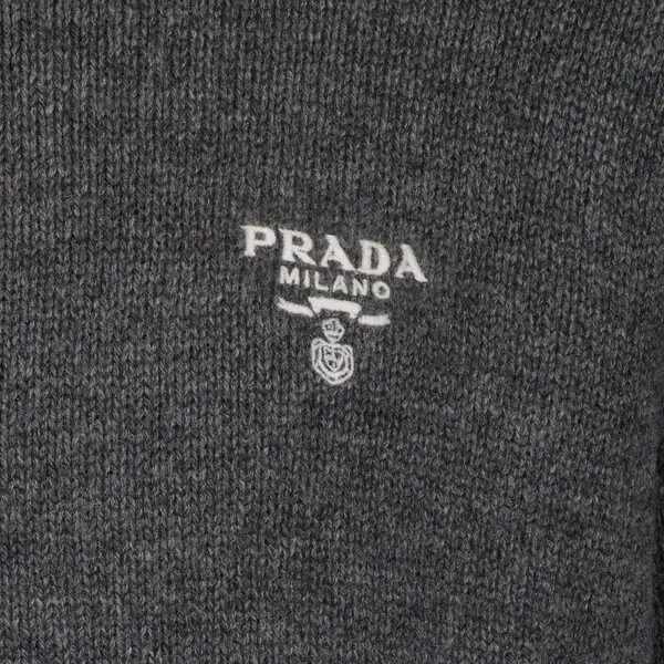Prada Logo Embroidered Full-zip Knit Cardigan