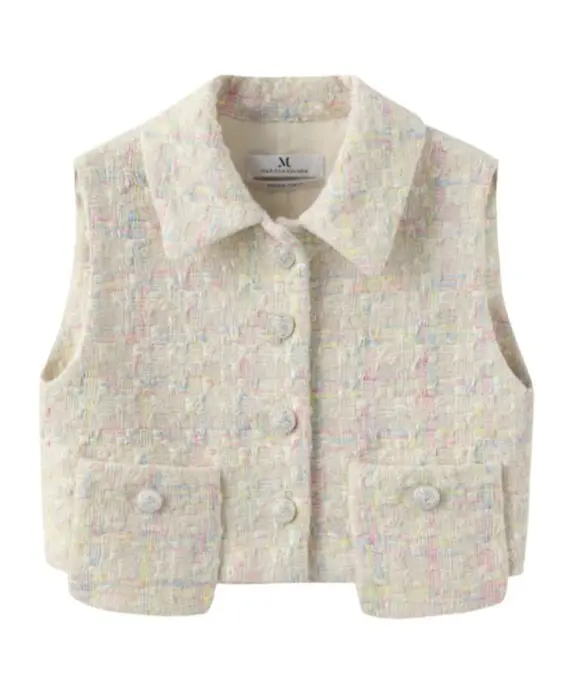 Marissa Chiara Sleeveless Vest With Notched Lapel And Pocket Details
