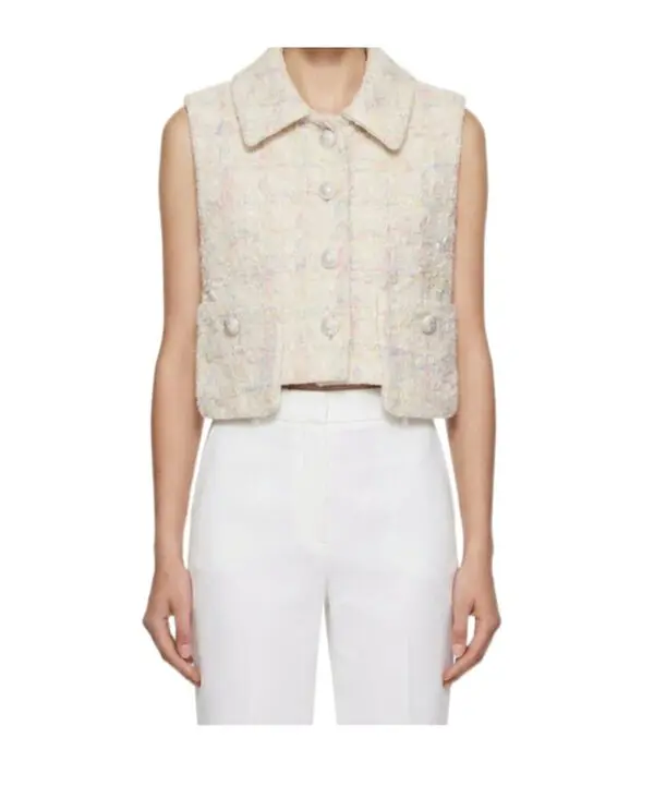 Marissa Chiara Sleeveless Vest With Notched Lapel And Pocket Details