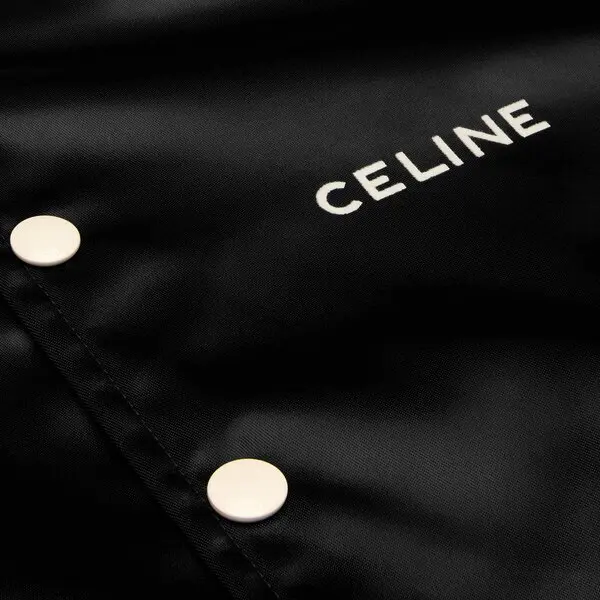 Celine Embroidered Teddy Jacket In Satin-finish Nylon - Black