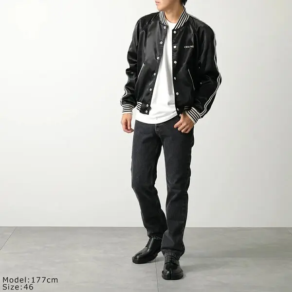 Celine Embroidered Teddy Jacket In Satin-finish Nylon - Black