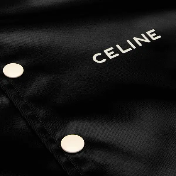 Celine Embroidered Teddy Jacket In Satin-finish Nylon - Black