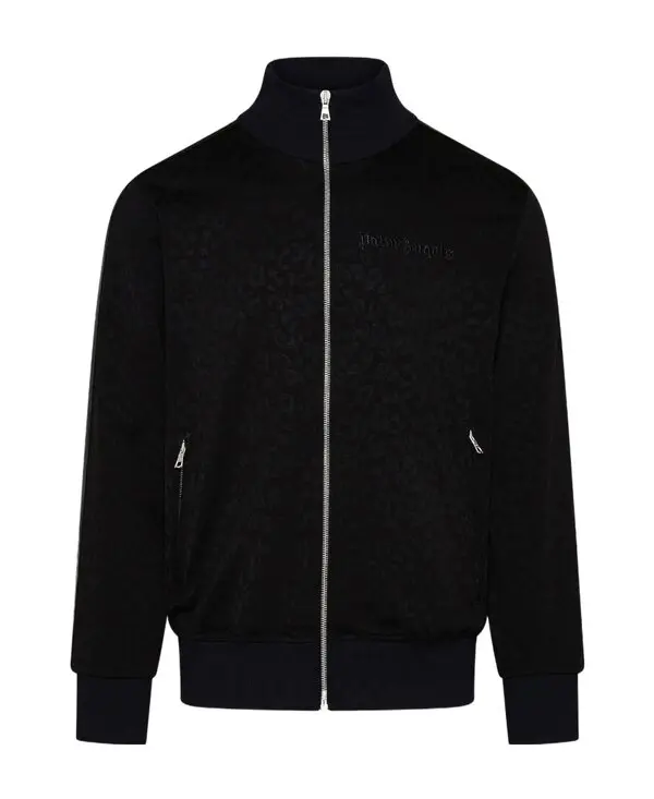 Palm Angels Logo Embroidered Zipped Track Jacket - Black