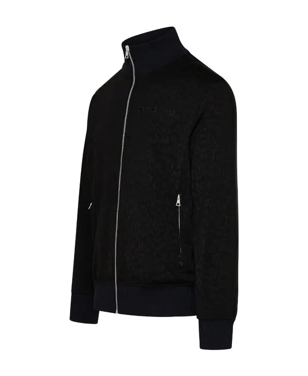 Palm Angels Logo Embroidered Zipped Track Jacket - Black