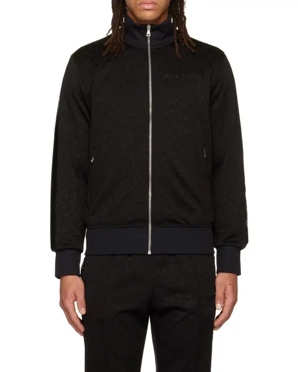Palm Angels Logo Embroidered Zipped Track Jacket - Black