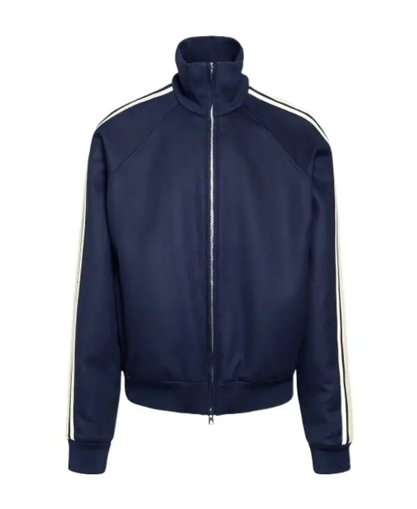 Bottega Veneta Zip-up Track Jacket With Contrast Ribbon Detail - Blue