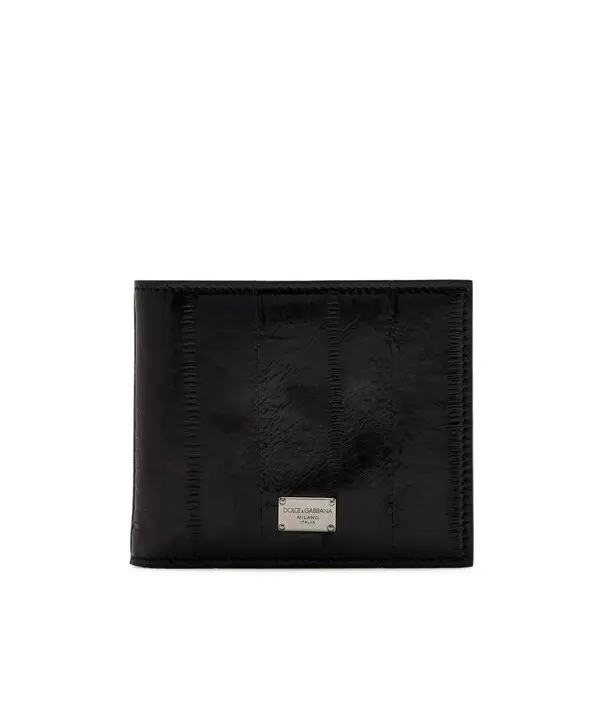 Dolce & Gabbana Dolce Gabbana Logo Plaque Bi-fold Wallet - Black