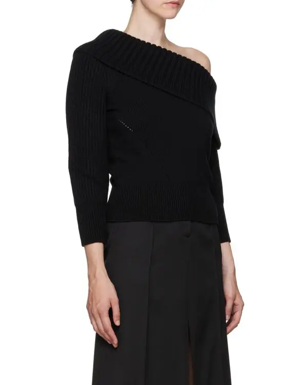 Alexander McQueen Cold-shoulder Asymmetrical Knit Top