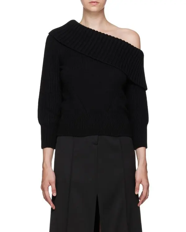 Alexander McQueen Cold-shoulder Asymmetrical Knit Top