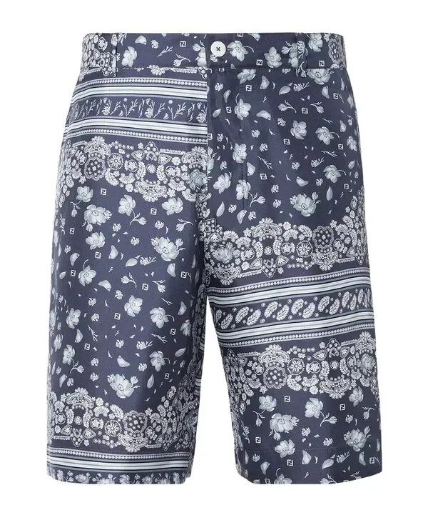 Fendi Silk Bandana Printed Bermuda Shorts - Blue