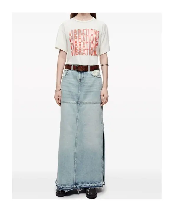 RE/DONE Mid Rise Split Maxi Skirt