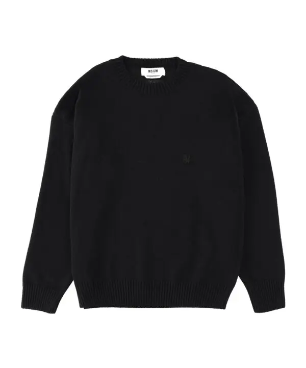 MSGM Logo Patch Crewneck Knitted Jumper - Black