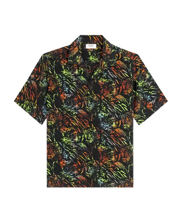Celine Hawaiian Shirt With Print In Crepe De Chine - No