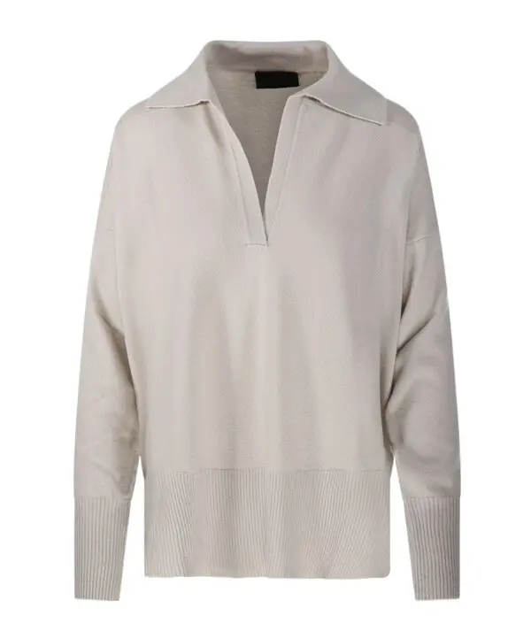 ROBERTO COLLINA Knit Polo With Ribbed Trims And Slit Details