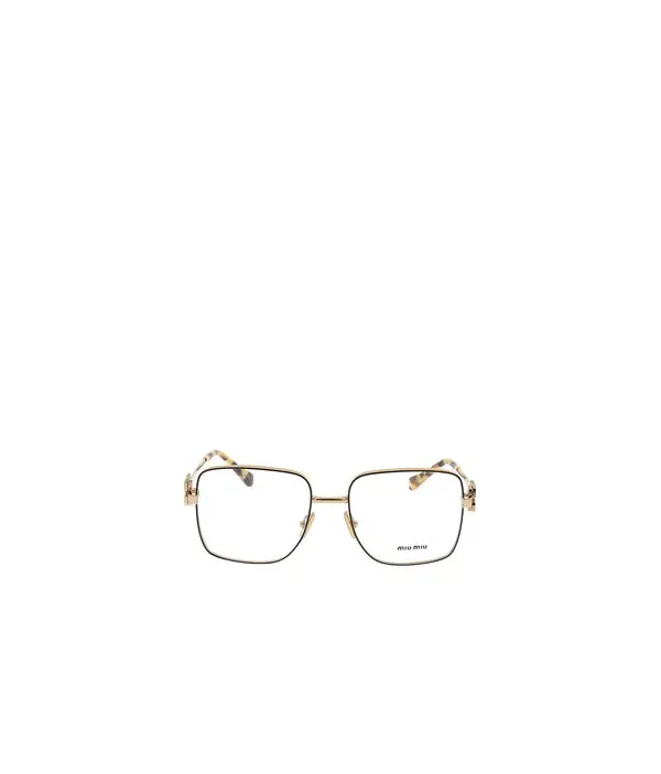 Miu Miu Square Frame Eyeglasses - Black/gold